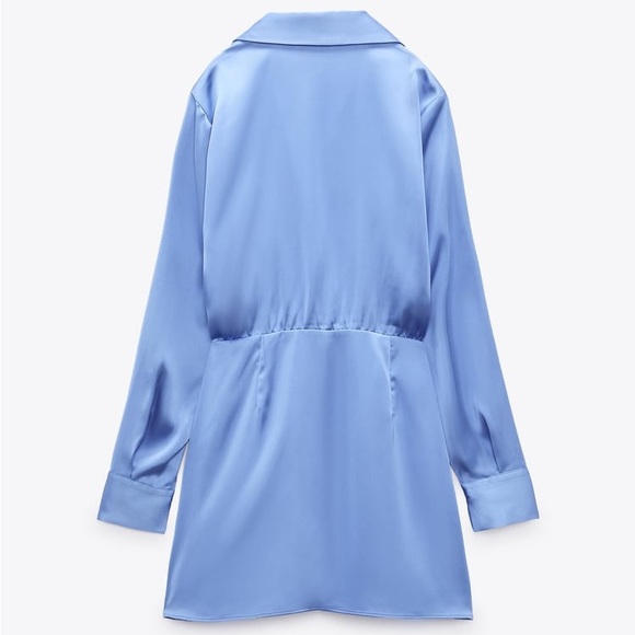 Zara | Dresses | Zara Light Blue Short Satin Effect Dress | Poshmark